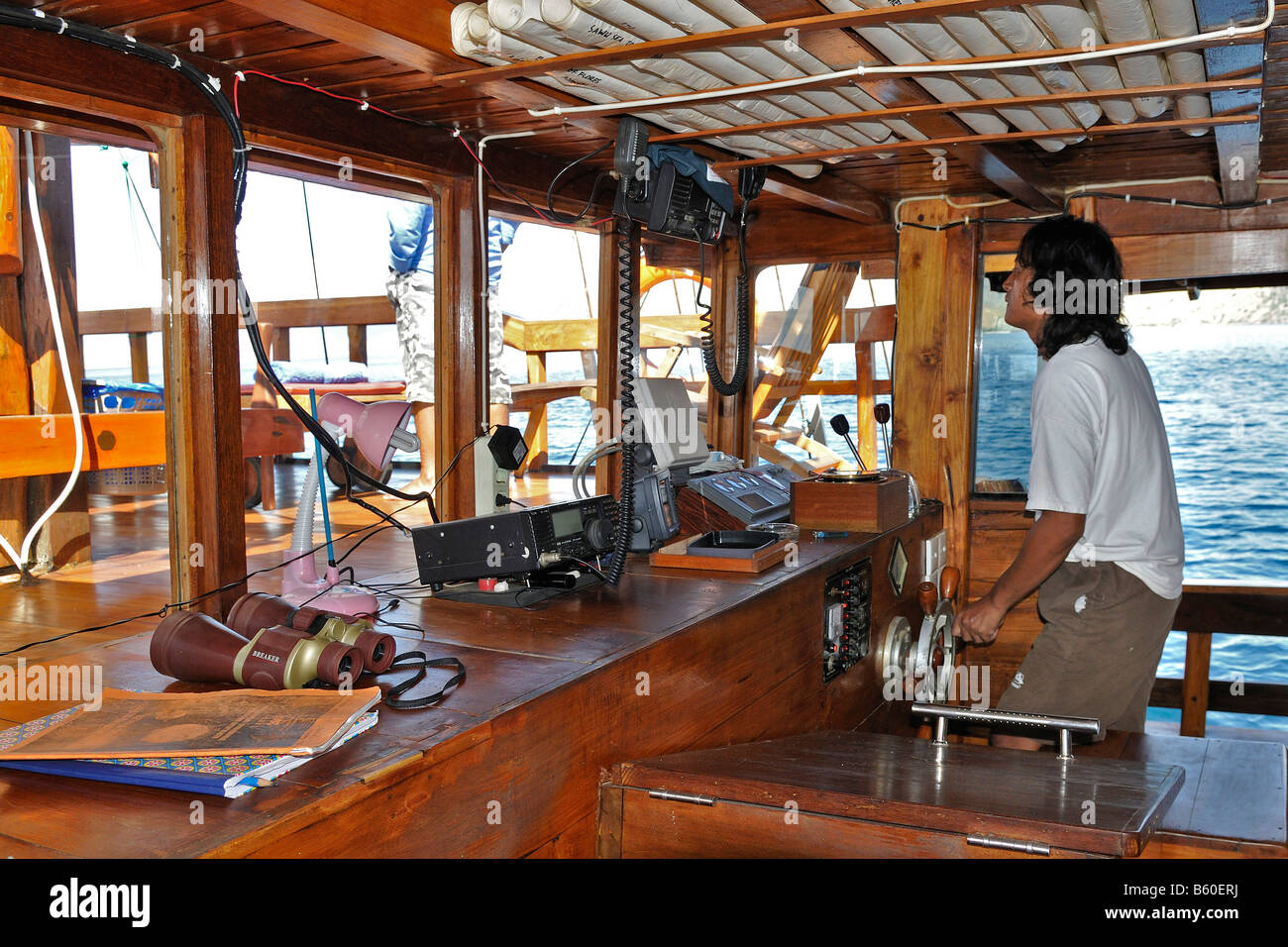 Bridge of a liveaboard, MS Felicia, motor sailer for scuba-diving ...