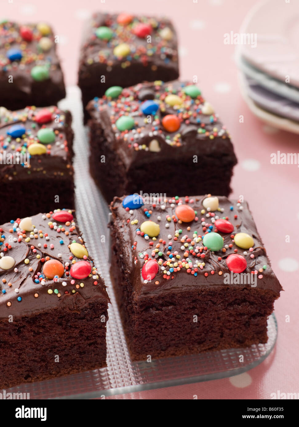 Chocolate Square Tray Cake Stock Photo - Alamy