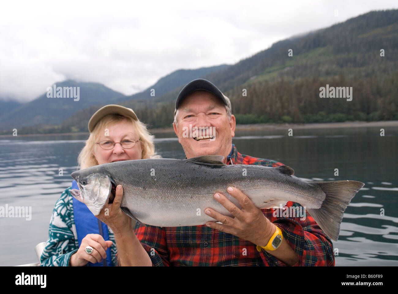 Doug and Diane Diane Wilson with a Silver salmon caught at Ravencroft ...