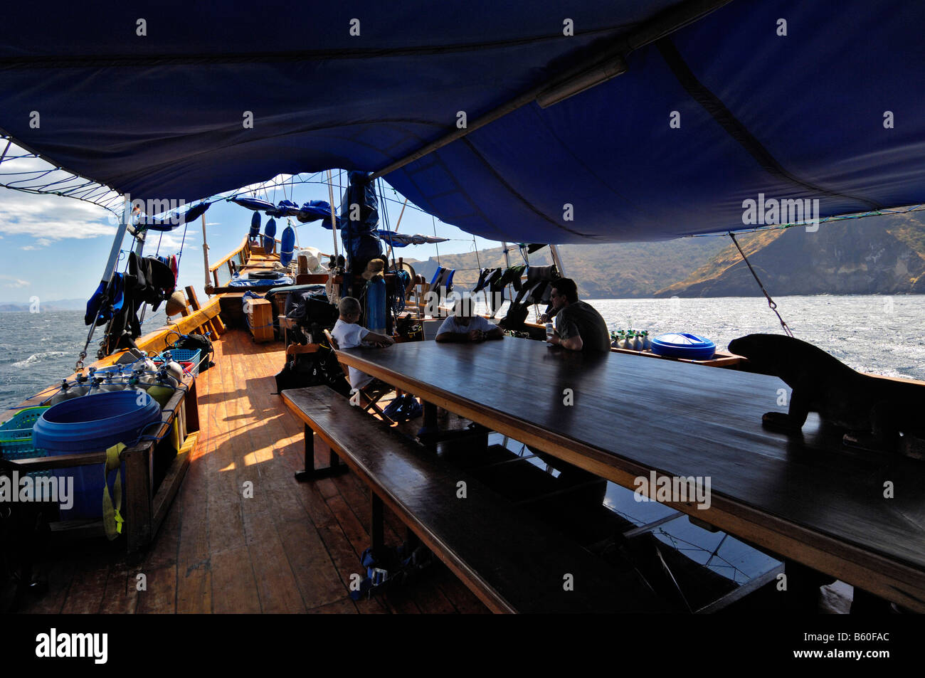 Top deck of the MS Felicia, Komodo National Park, World Heritage Site ...