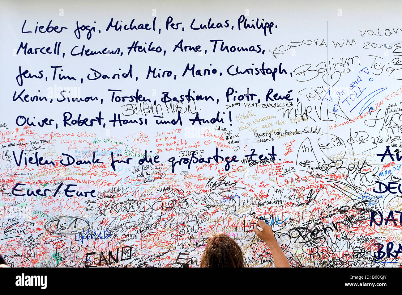 Collection of signatures for the German National Soccer Team at the fan ...