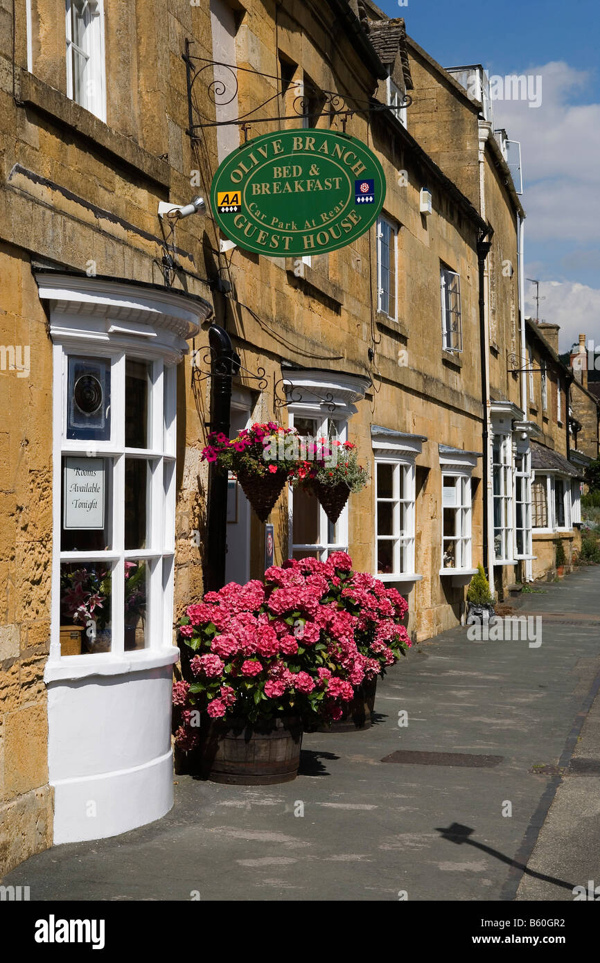 Broadway town center typical houses constructed in golden limestone ...
