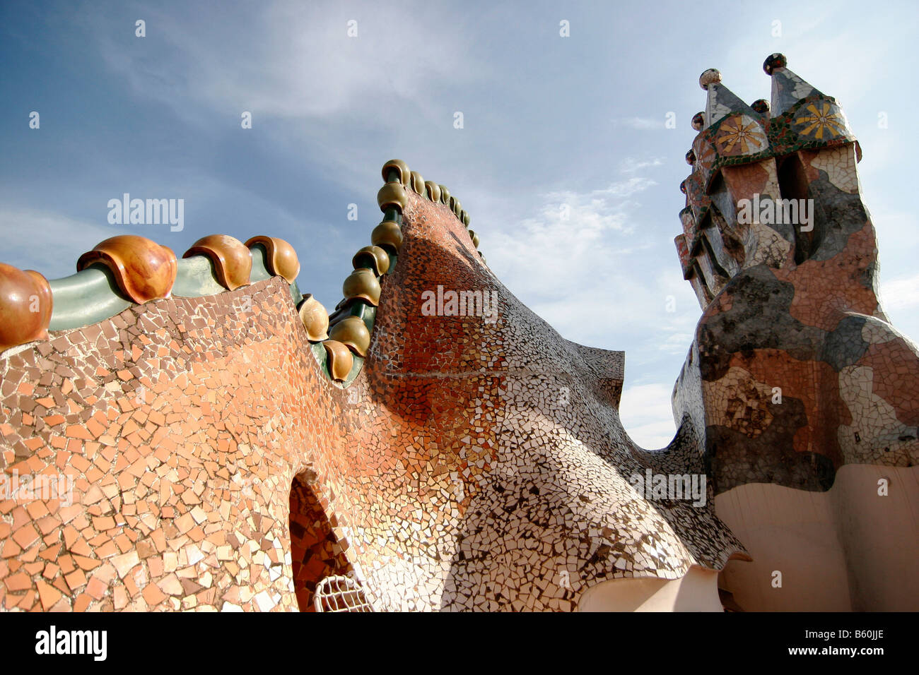 Dragon's back, roof of Casa Batlo, designed by modernista architect ...
