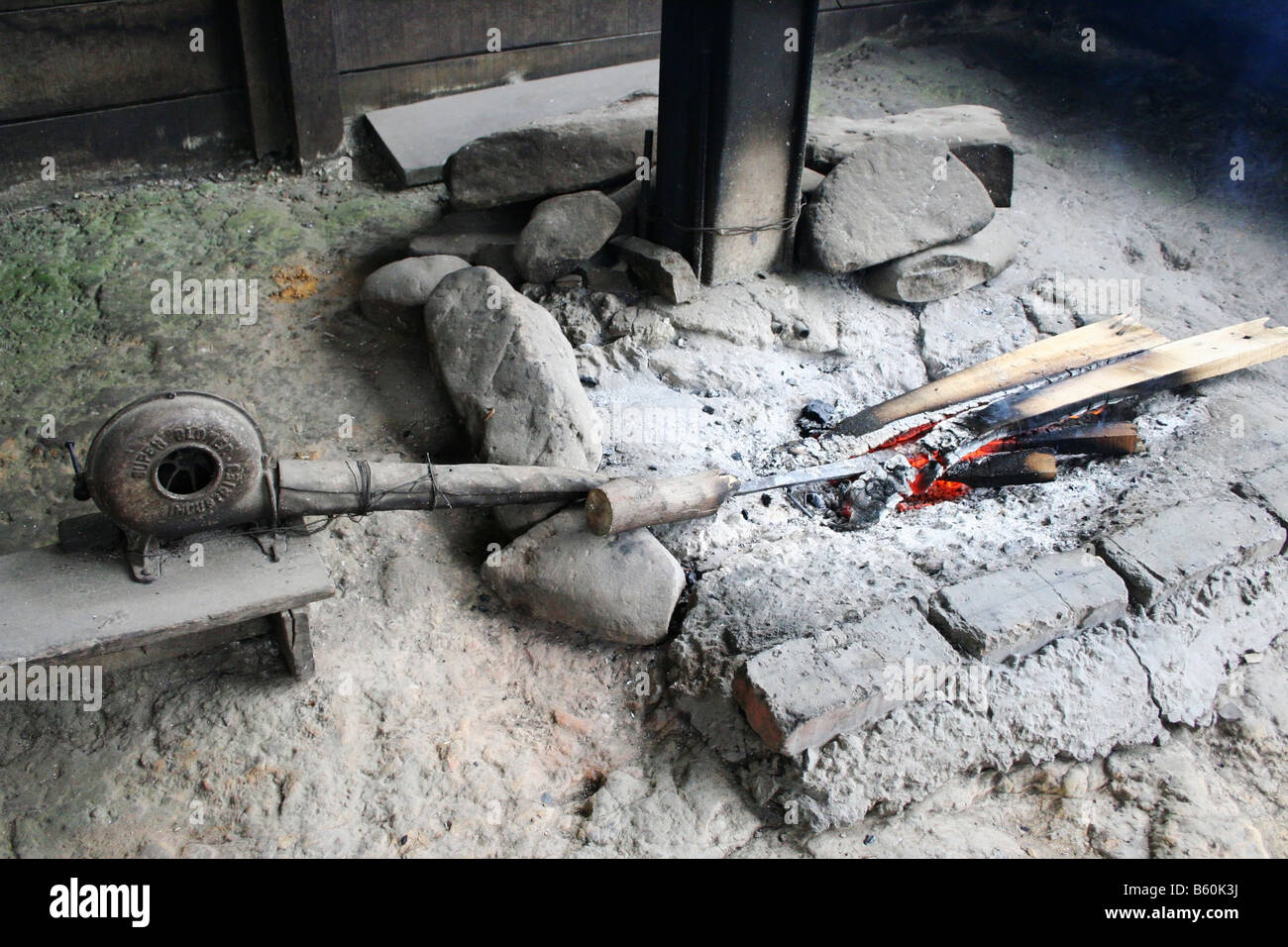 Traditional method for making iron tools in Sarawak, Malaysia Stock ...
