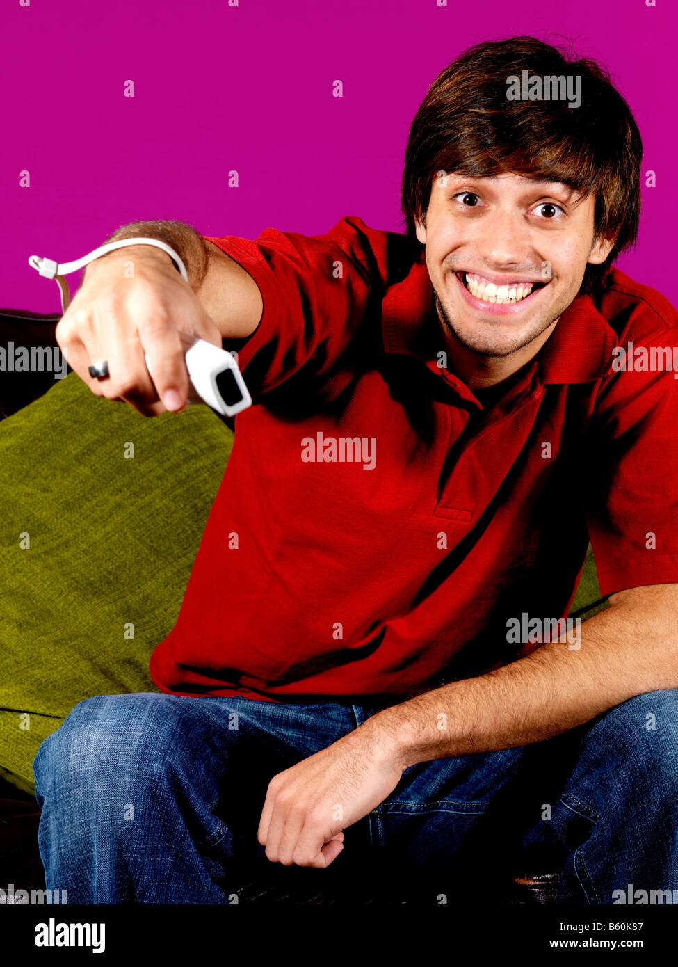 Young Man Playing On Wii Game Model Released Stock Photo - Alamy