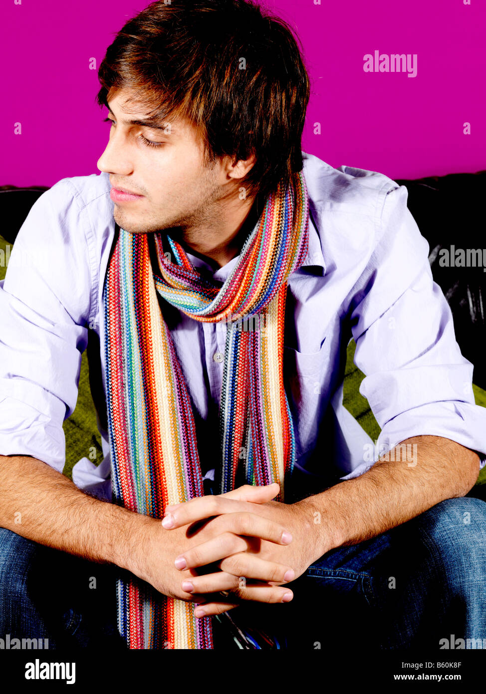Young Man Wearing A Neck Scarf Model Released Stock Photo - Alamy