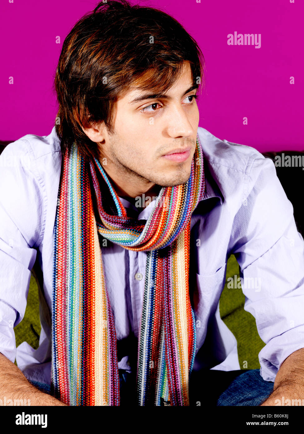 Young Man Wearing A Neck Scarf Model Released Stock Photo - Alamy