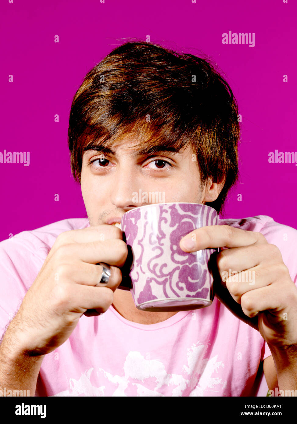 Young Man Drinking Coffee Model Released Stock Photo - Alamy