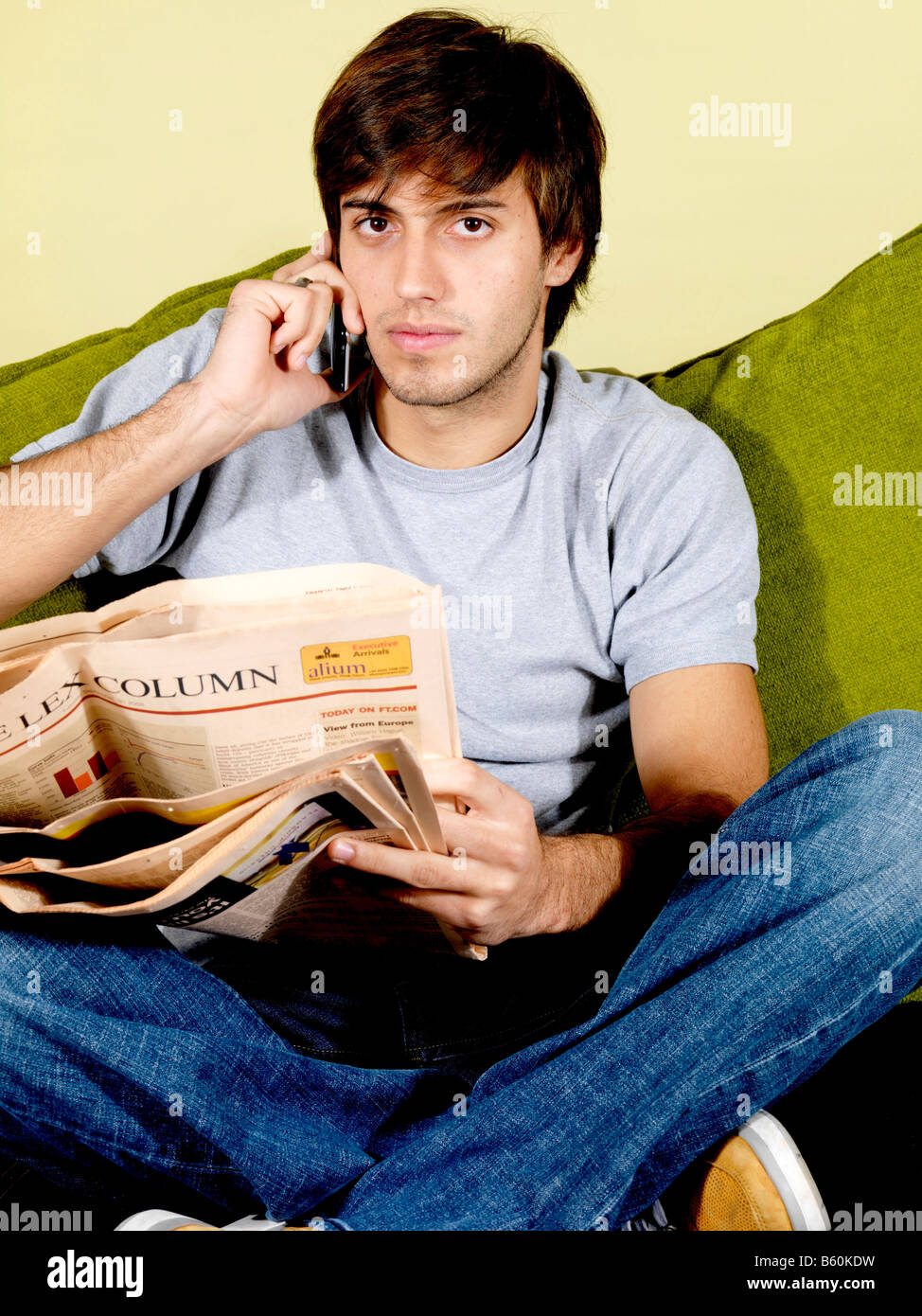 Young Man Using Mobile Telephone Model Released Stock Photo - Alamy
