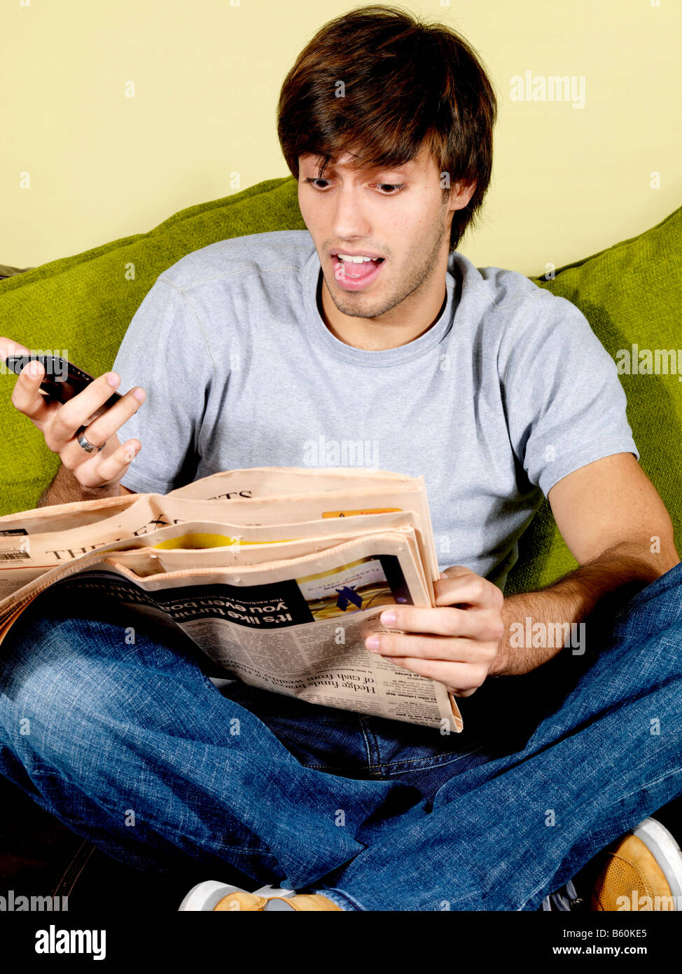Young Man Using Mobile Telephone Model Released Stock Photo - Alamy