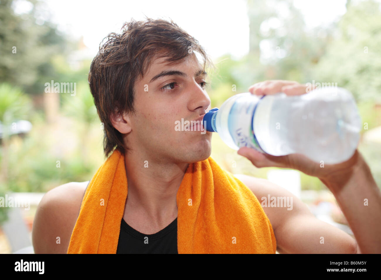Healthy Young Man Drinking Water Model Released Stock Photo - Alamy