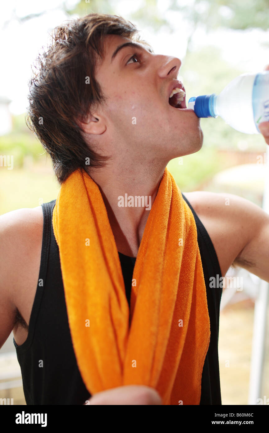Healthy Young Man Drinking Water Model Released Stock Photo - Alamy
