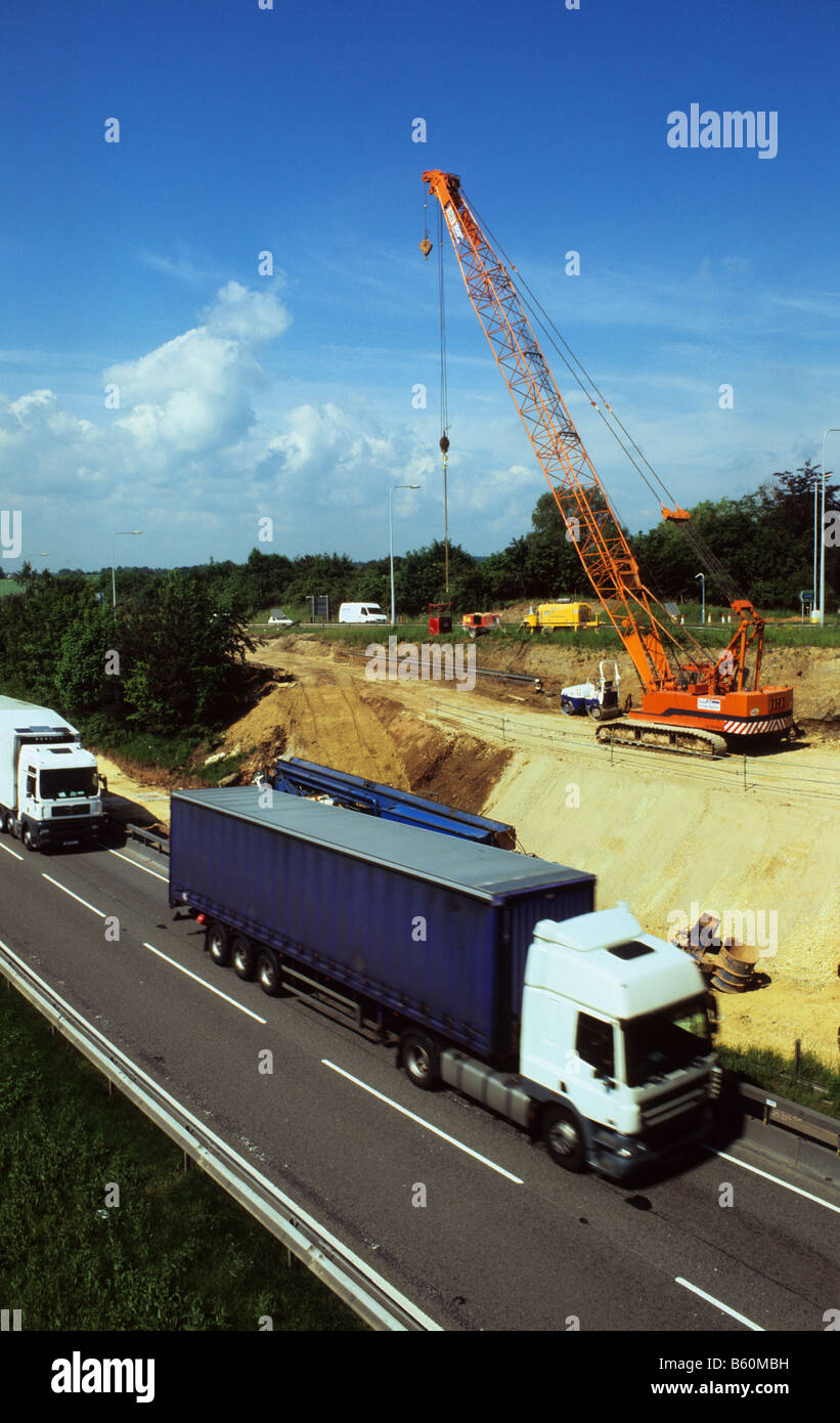 traffic travelling through upgrade roadworks on the A1 M1 motorway near ...