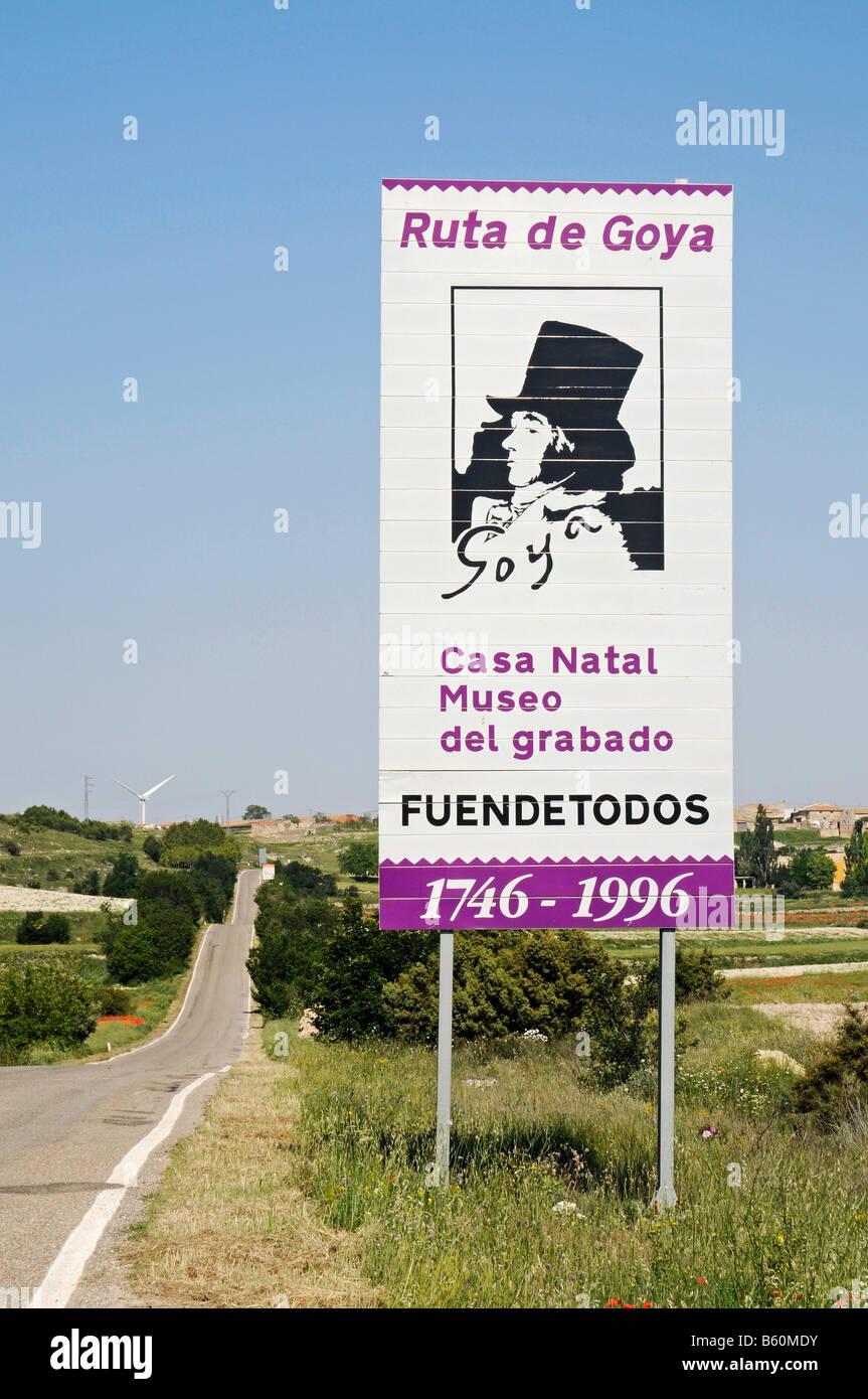 Street sign, Goya's route, Francisco de Goya, Painter, born in ...