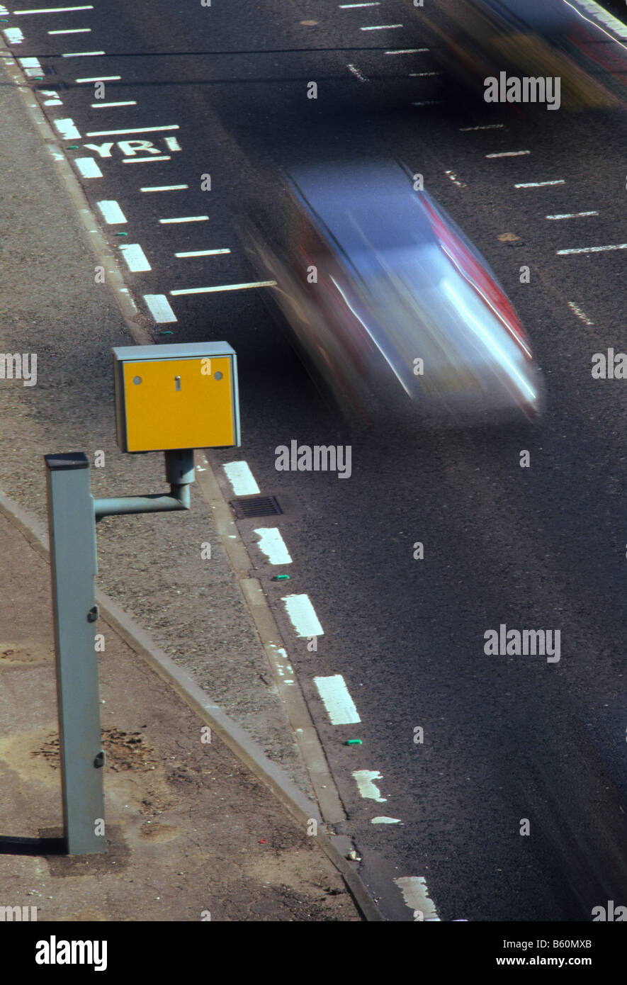 car passing roadside speed camera UK Stock Photo - Alamy