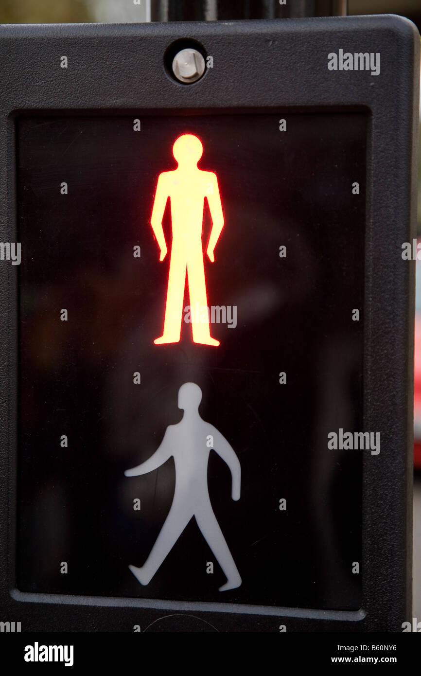 A pedestrian crossing showing the red 'stop' sign, Guildford, Surrey ...