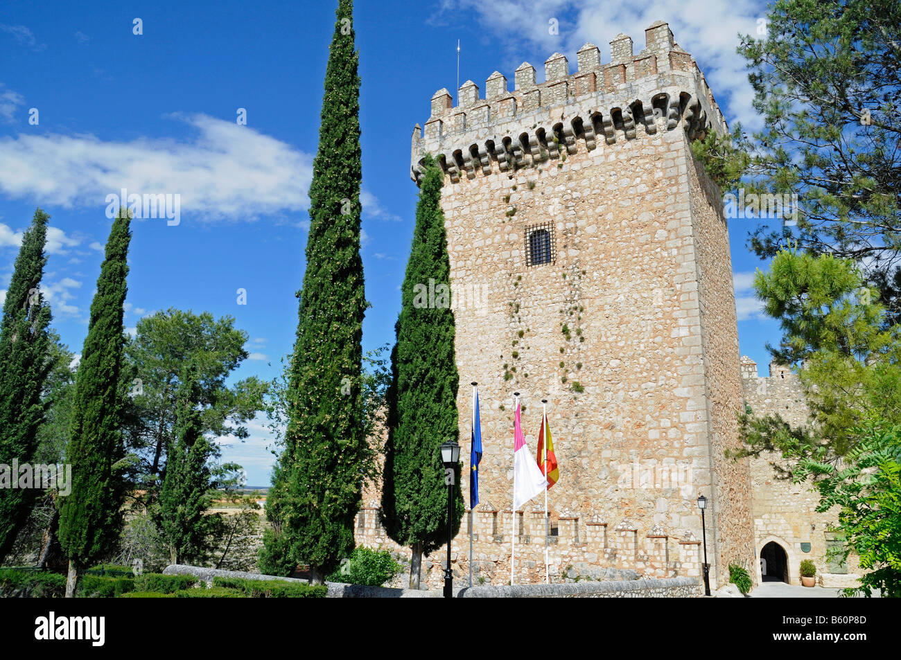 Tower of the Castle Hotel Parador, Alarcon, Cuenca province, Castile-La ...