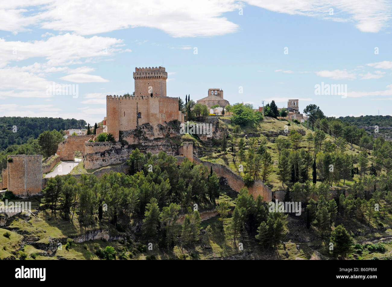Castle Hotel Parador on a hill, Alarcon, Cuenca province, Castile-La ...