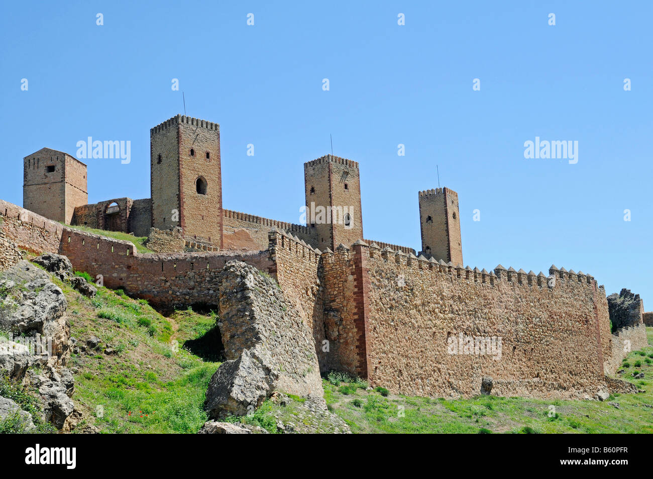 Alcazar Castle, fortress, towers, Molina de Aragon, Castille La Mancha ...