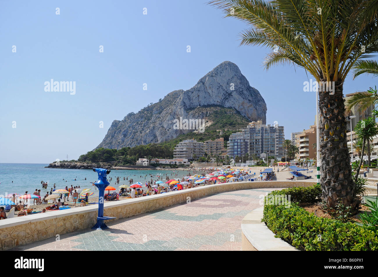 People, Playa La Fossa, beach, mountain, Penon de Ifach, beach ...