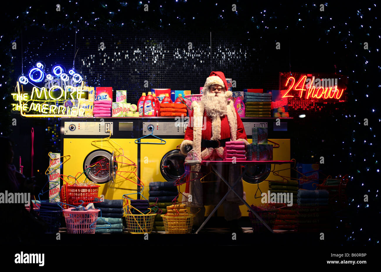 Santa Claus figure in Selfridges window display London Stock Photo - Alamy