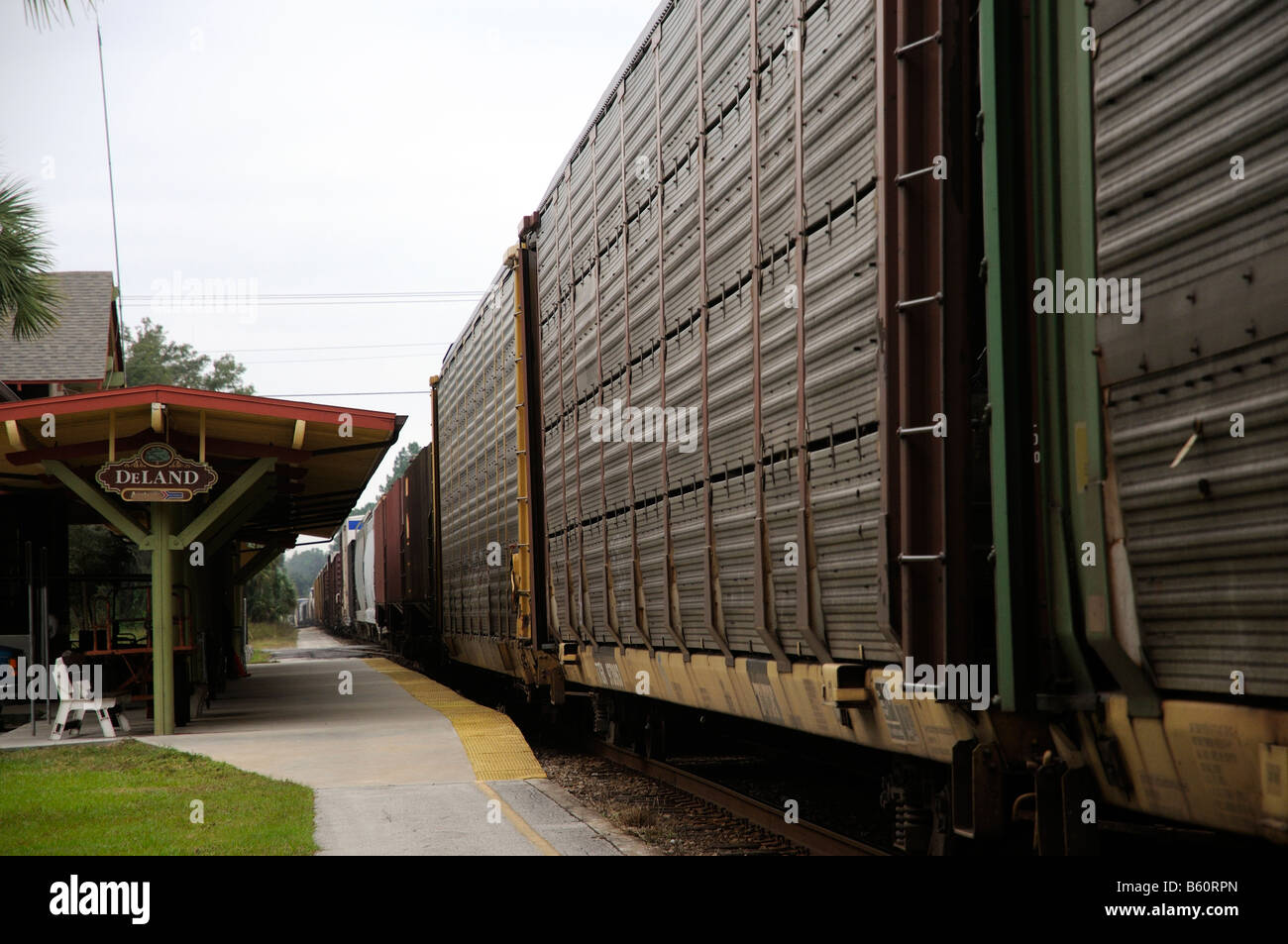 CSX freight train passing through DeLand Station mid Florida America ...