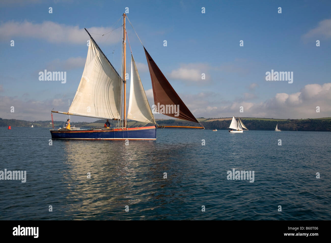 oyster fishing boats on the river fal cornwall Stock Photo - Alamy