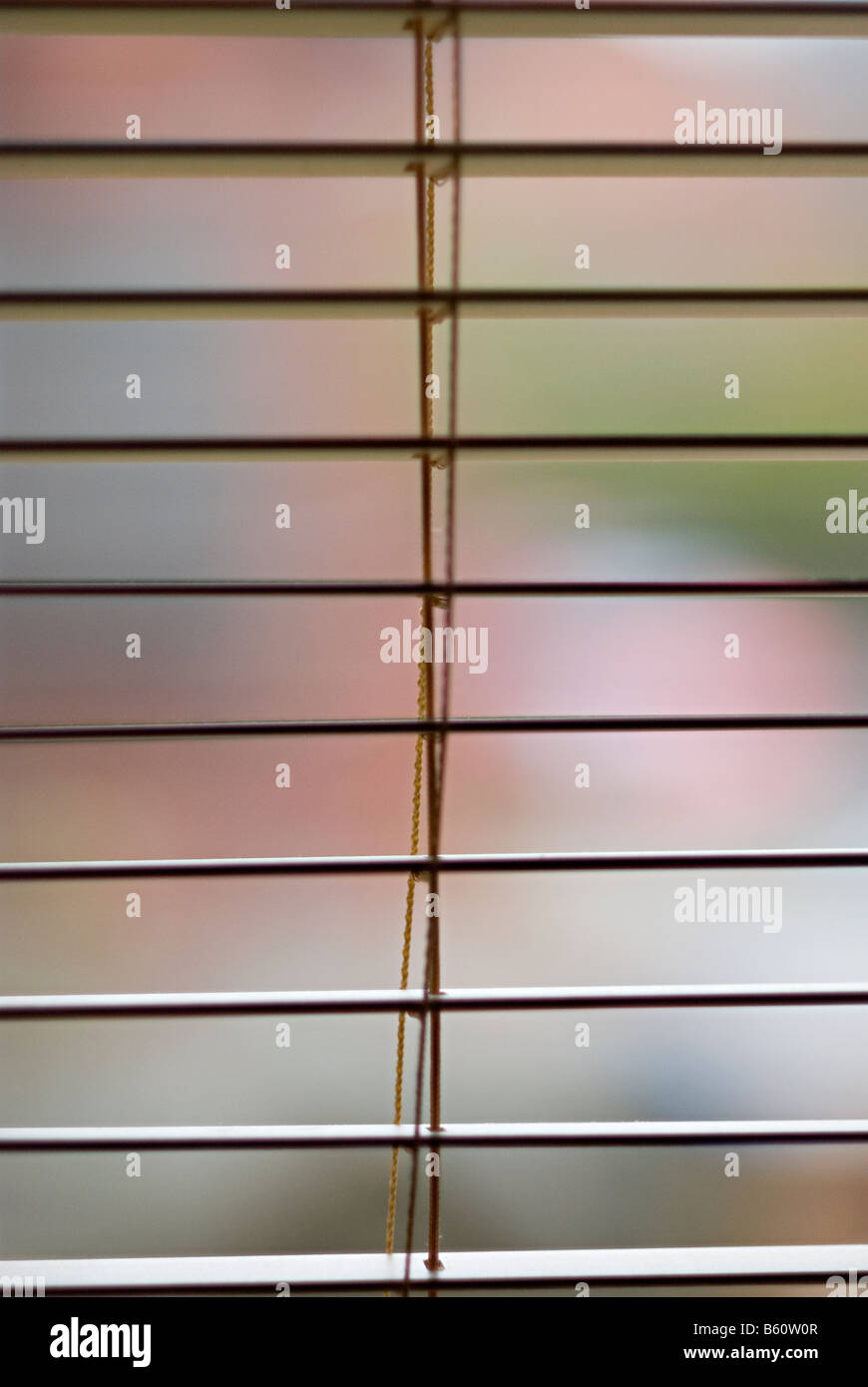 a window blind with a view out of it Stock Photo - Alamy