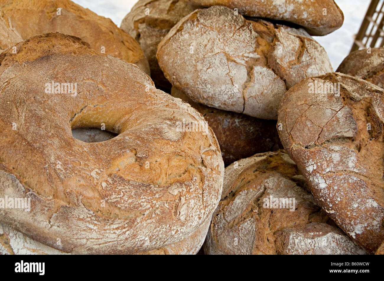 fresh brown bread for sale at carcassonne market france Stock Photo - Alamy