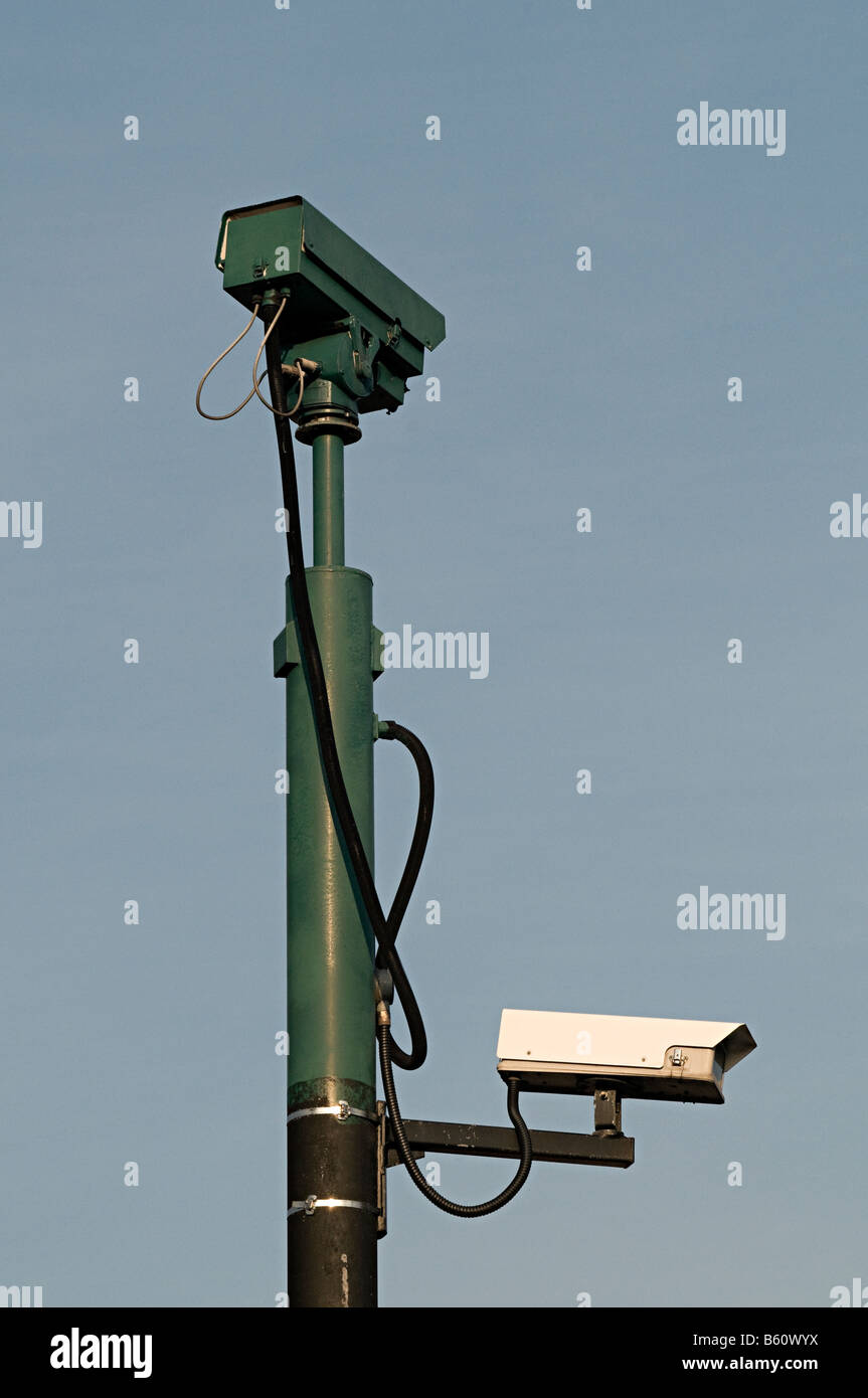 green cctv camera in lichfield uk Stock Photo - Alamy