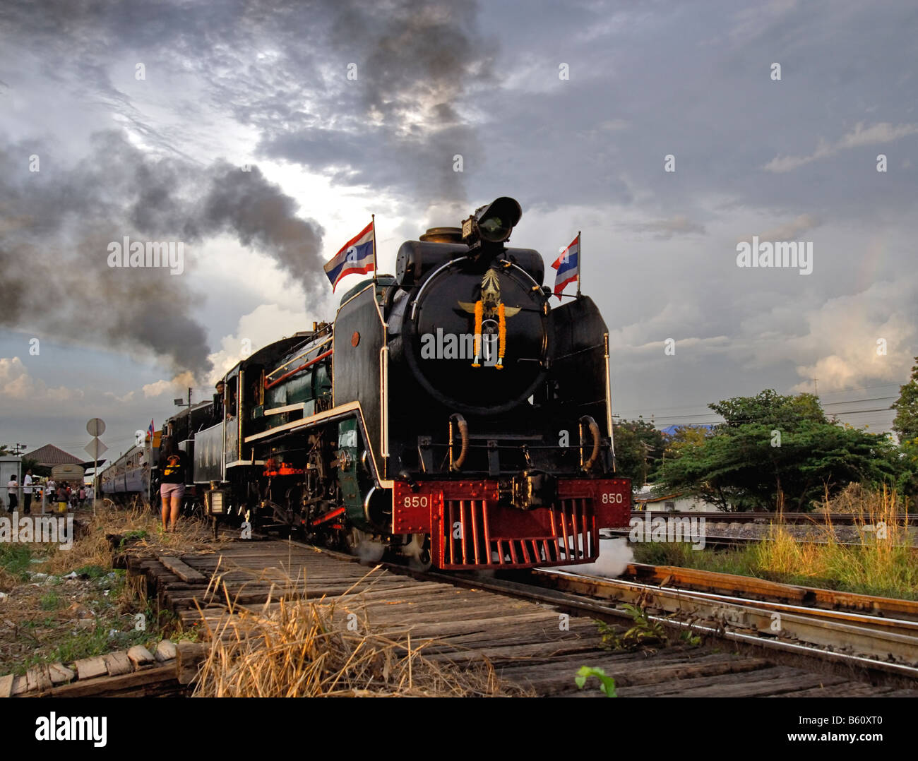 Steam train departing Ayutthaya station,Thailand Stock Photo - Alamy