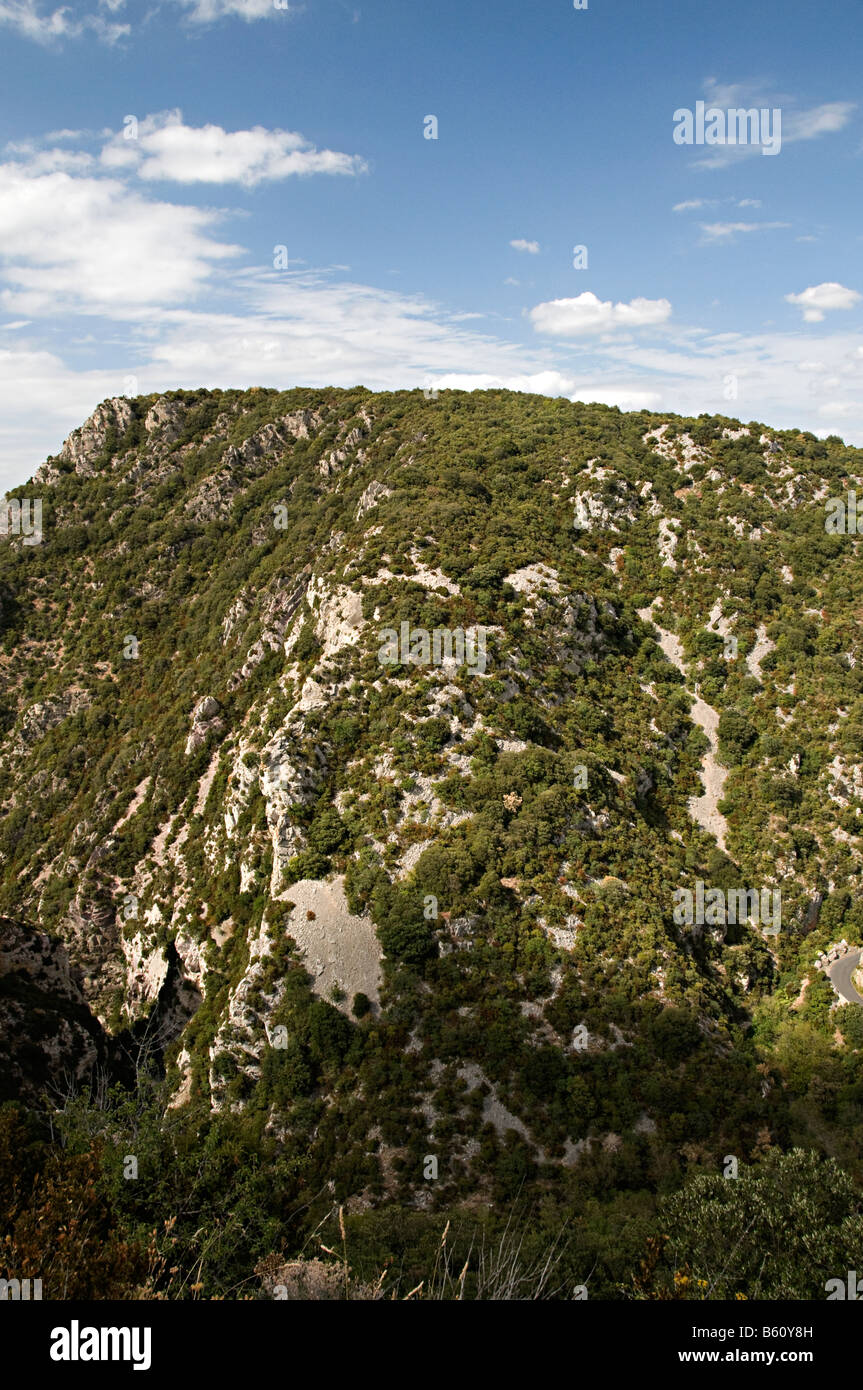 hills near termes medieval village in france part of the cathars region ...