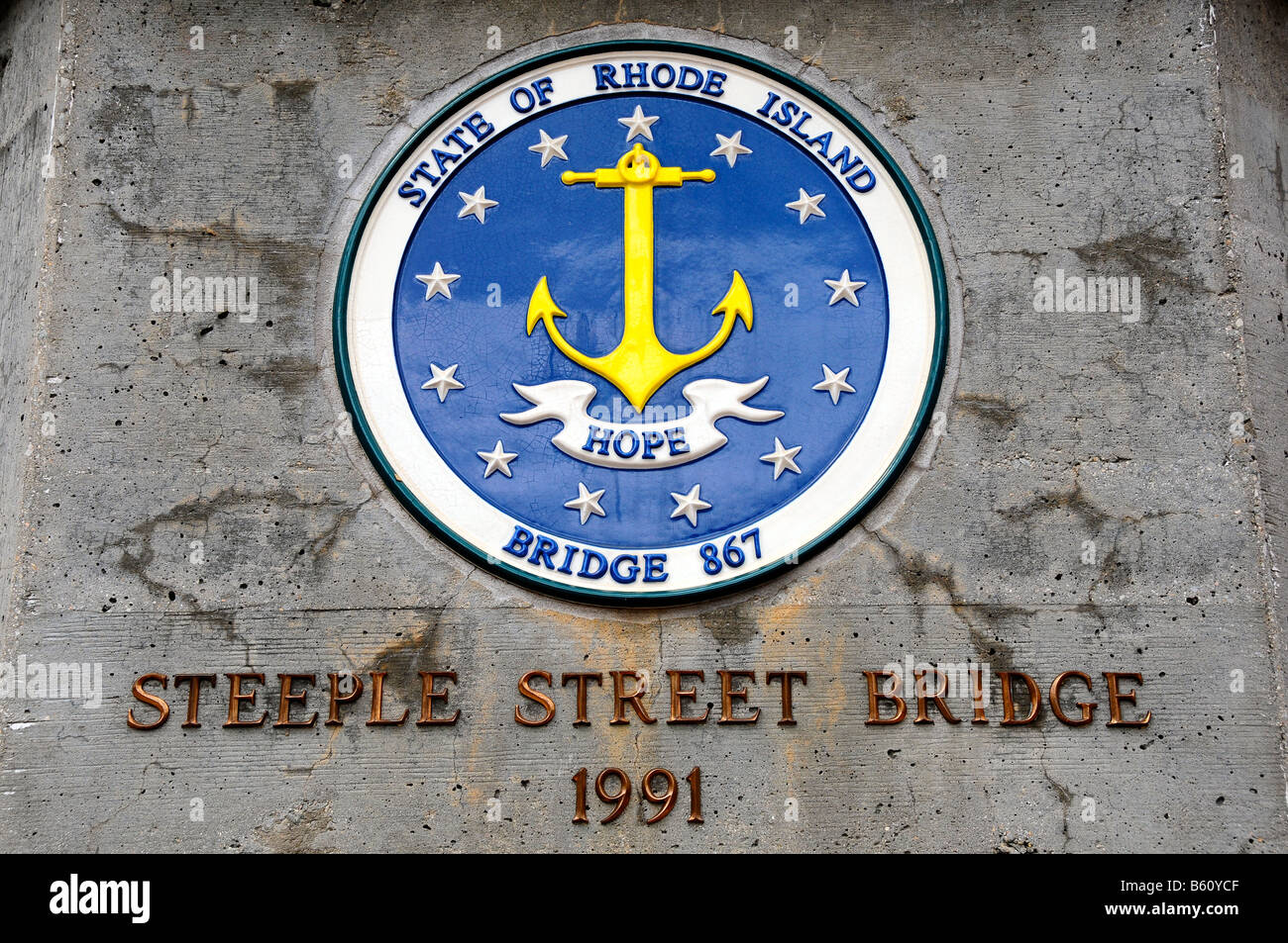 Rhode Island State seal on Steeple Street Bridge, Providence, Rhode ...