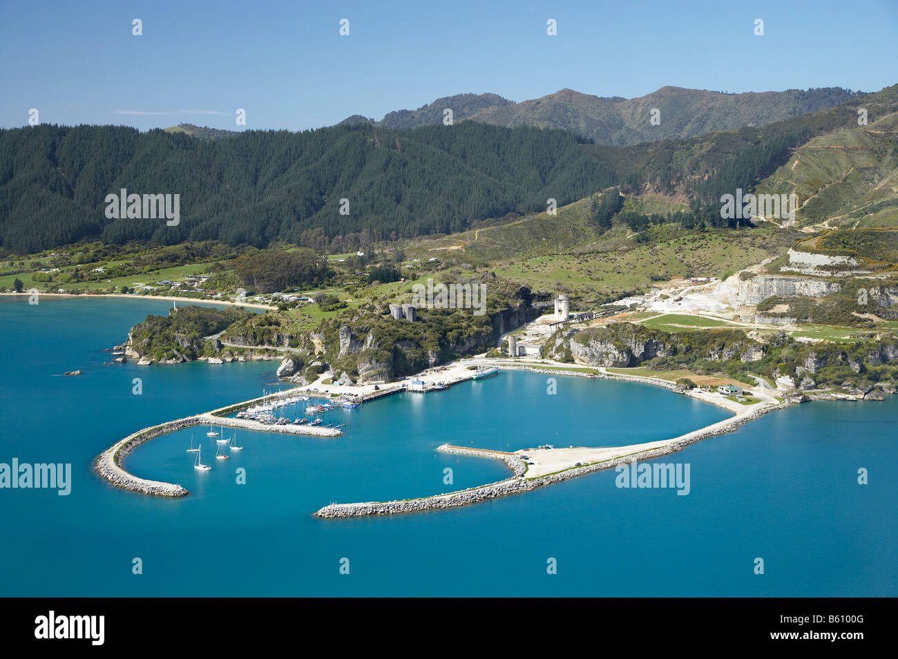 Tarakohe Golden Bay Nelson Region South Island New Zealand aerial Stock ...