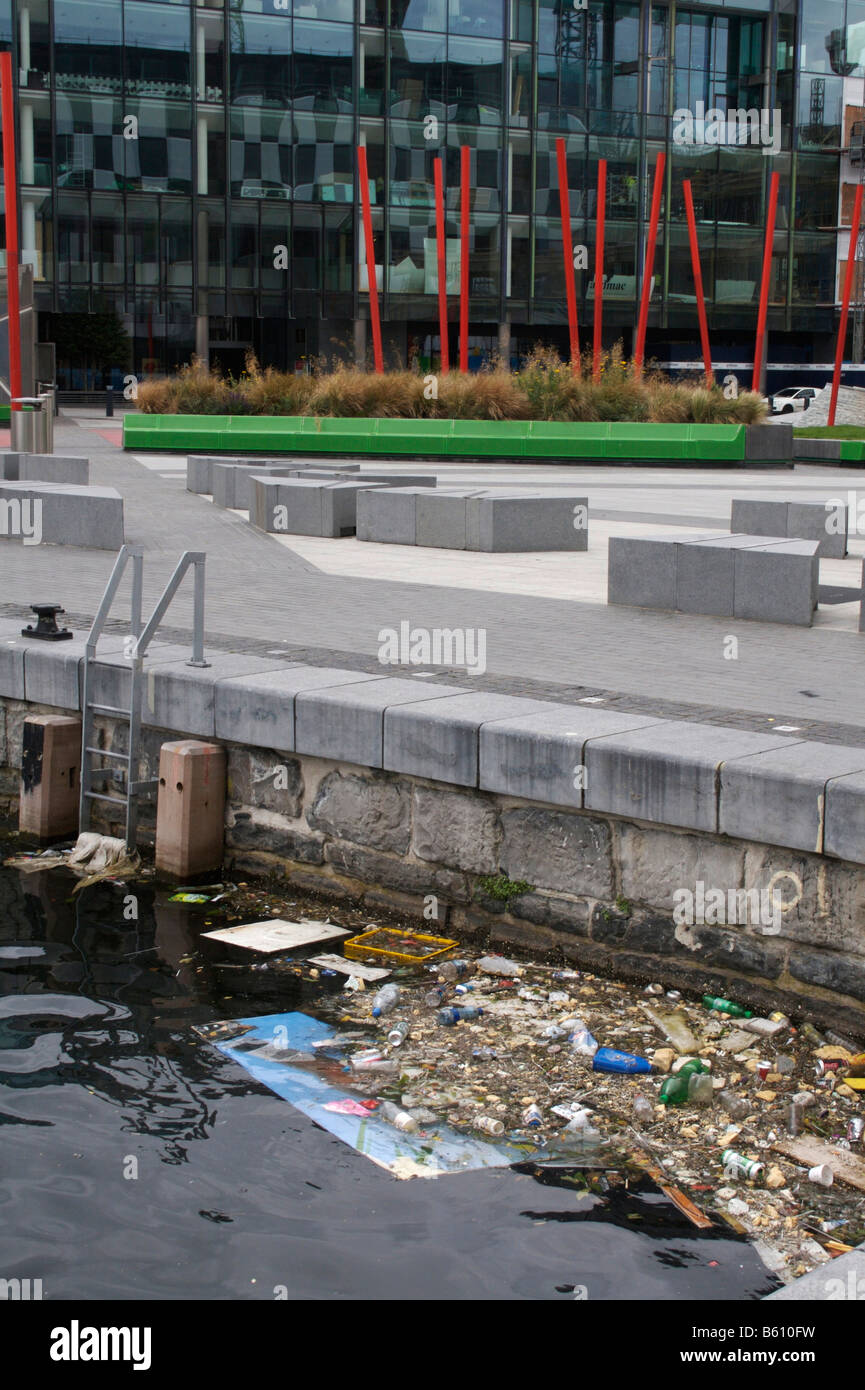 Pollution in the canal at Grand Canal Dock in Dublin Ireland Stock ...