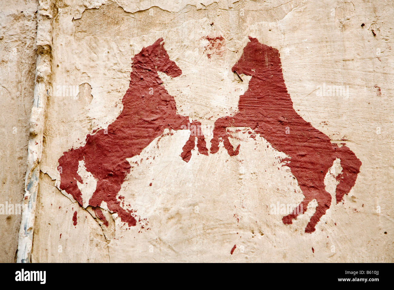 Arab horses, mural art, historic centre of San a , Unesco World ...