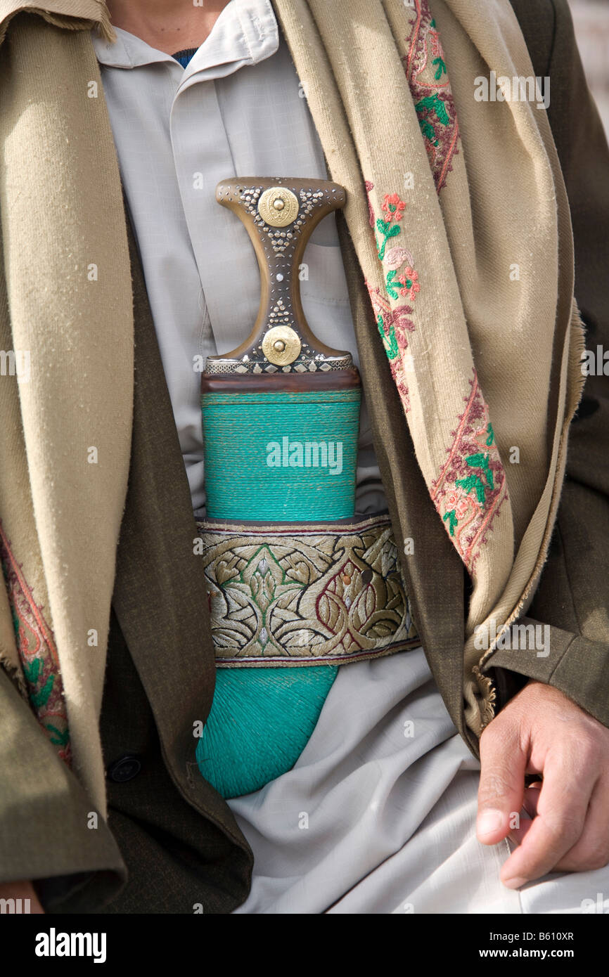 Pride, male honour, curved dagger, Djambiah, San a , Yemen, Middle East ...