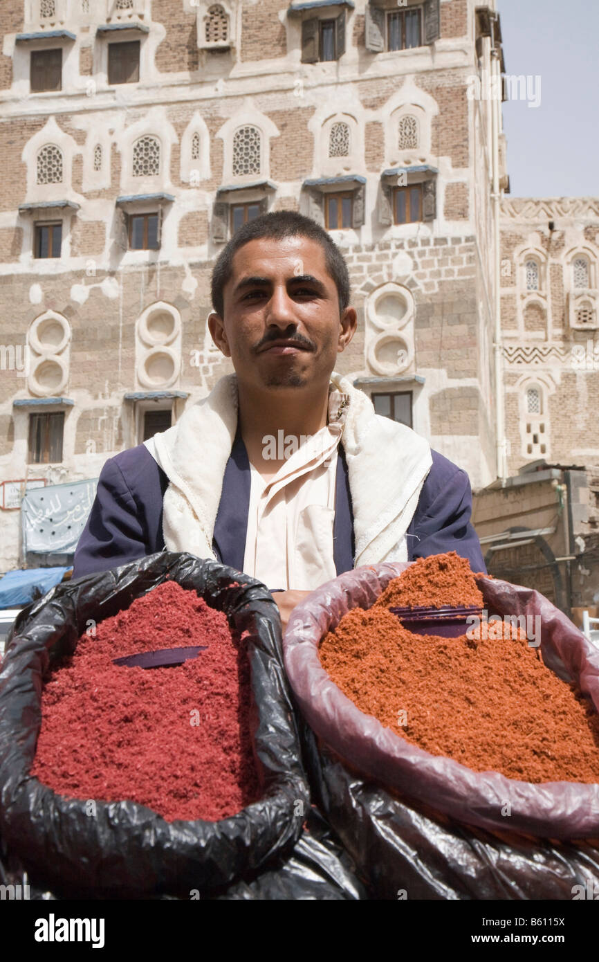 Man selling myrrh, souk, market, historic centre of San a , Yemen ...