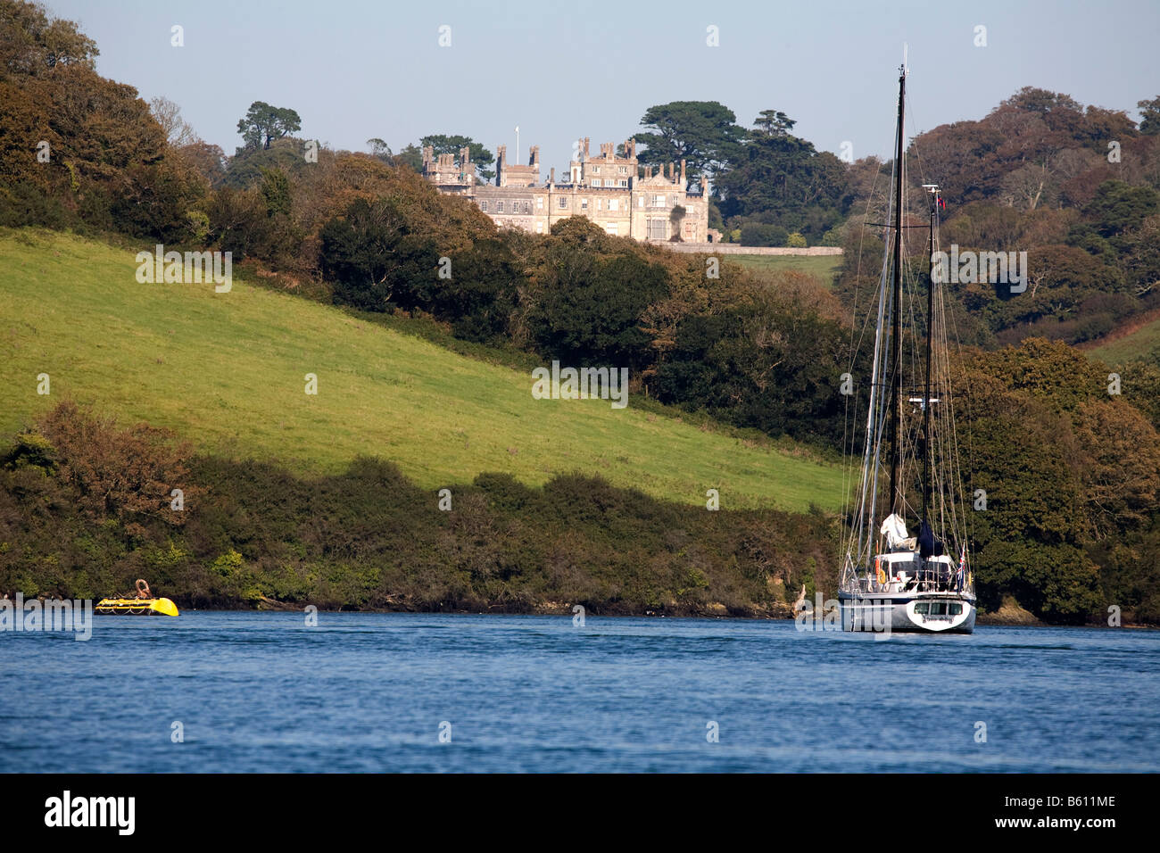 tregothnan house from river fal cornwall Stock Photo - Alamy