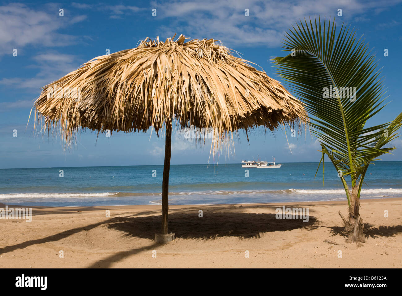 Sunshade on Playa Medina, beach, Venezuela, Caribbean, South America ...