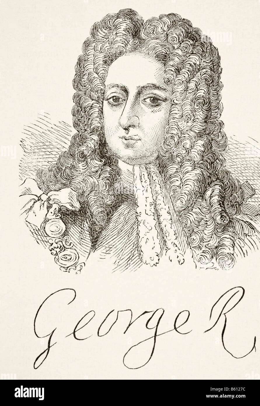 King George I of England, 1660 - 1727. His portrait and signature Stock ...