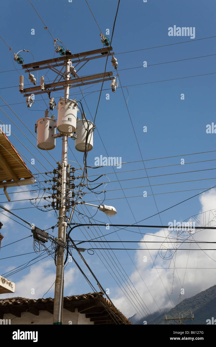Power pole, power distribution, Las Piedras, Venezuela, South America ...