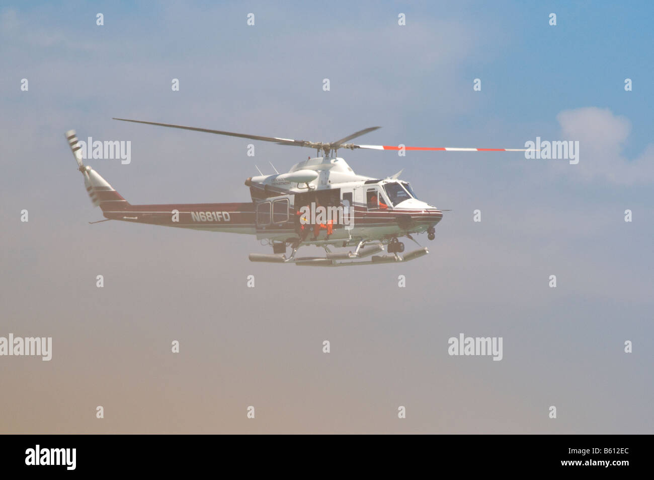 Rescue Helicopter hovering in marker smoke - Bell 205/Huey - Chicago ...