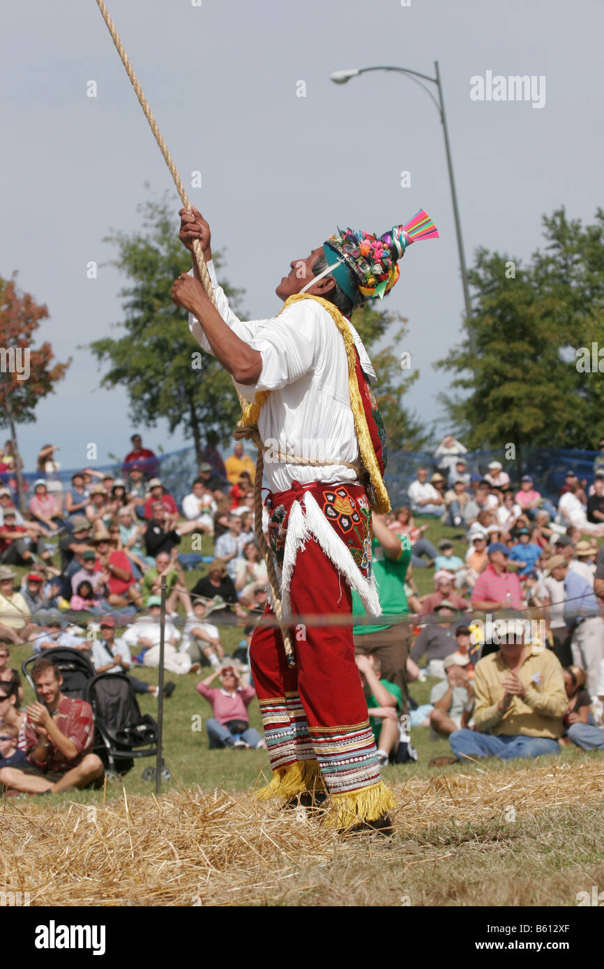 Tezcatlipoca Voladores,a member of the Mayan Flyers Sundance group ...