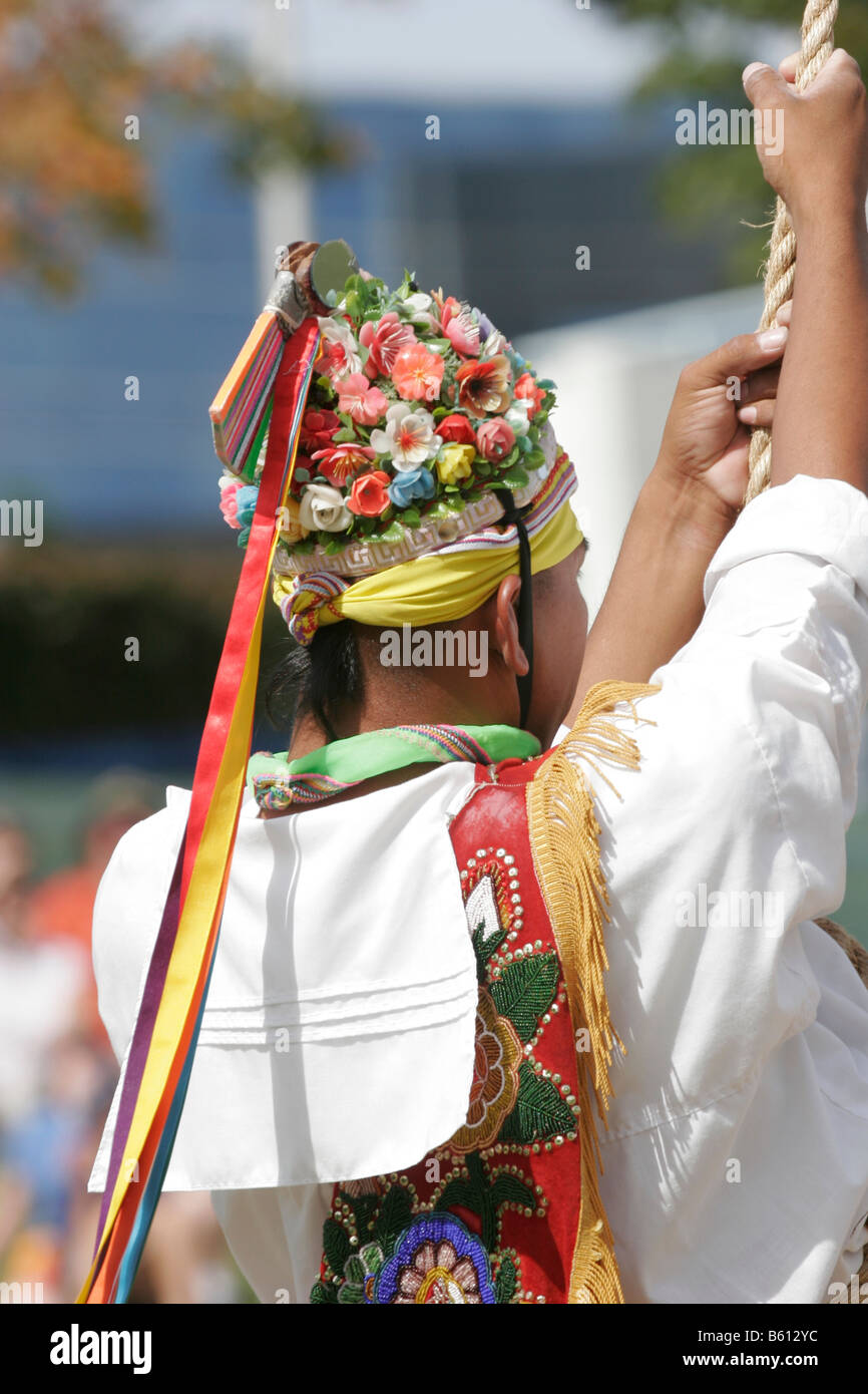 Tezcatlipoca Voladores,a member of the Mayan Flyers Sundance group ...
