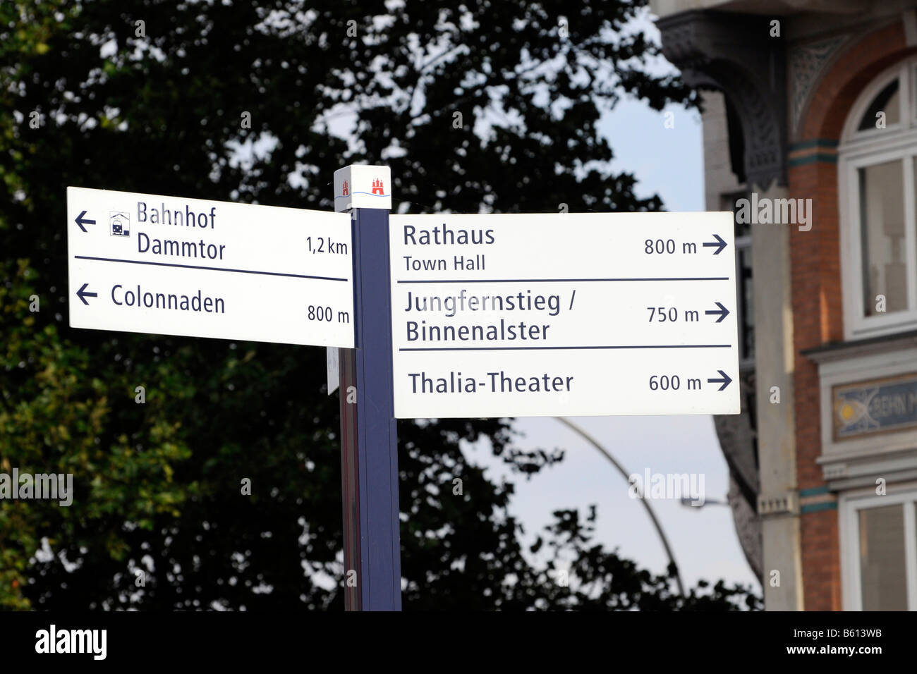 Guidepost in the centre of Hamburg Stock Photo - Alamy