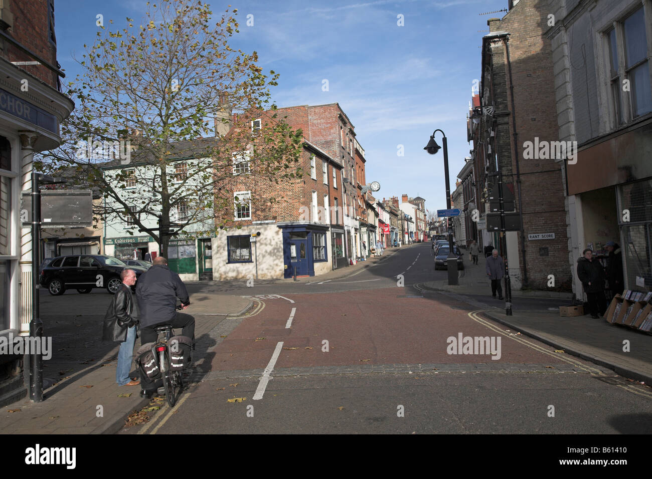 Two men talking in the high street Lowestoft Suffolk England Stock ...