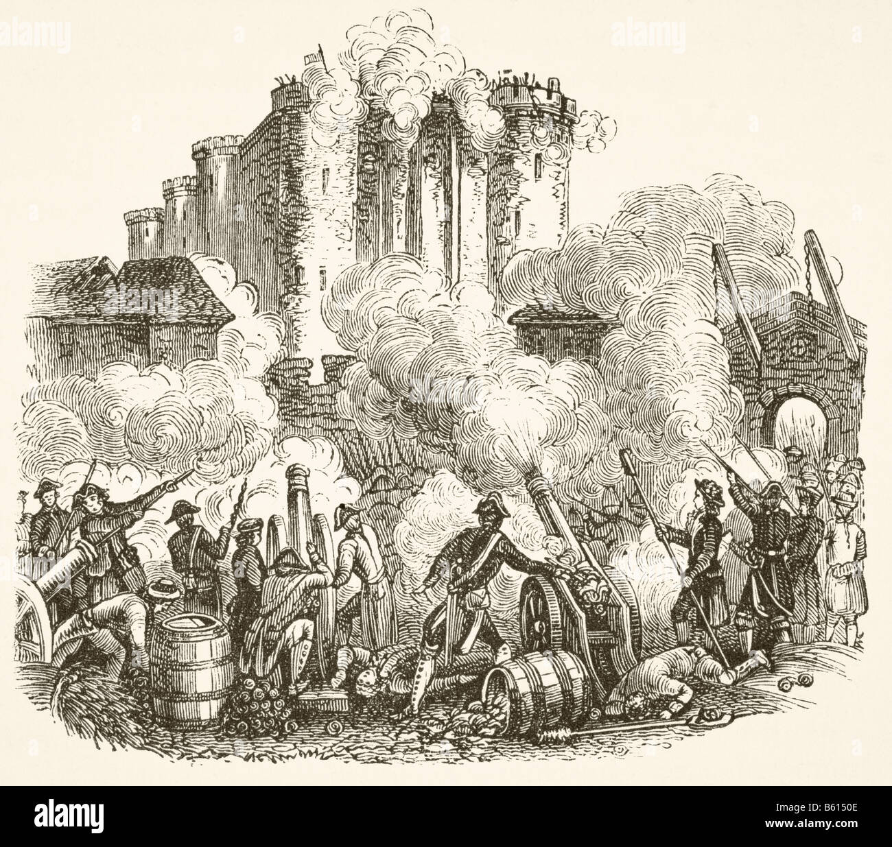 Storming of the Bastille in Paris, 14 July 1789, during the French ...