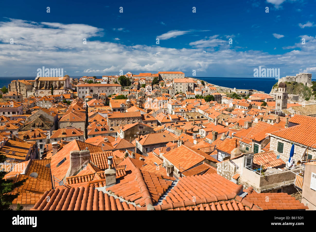 View over historic centre of Dubrovnik, UNESCO World Heritage Site ...