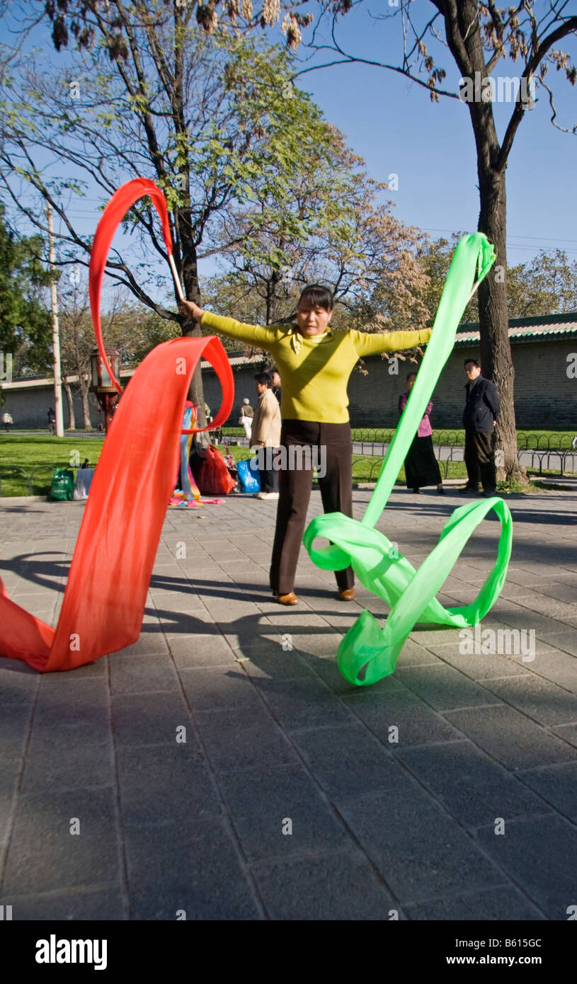 Women practicing Ribbon Exercises in Tiantan Park Temple Heaven Beijing ...